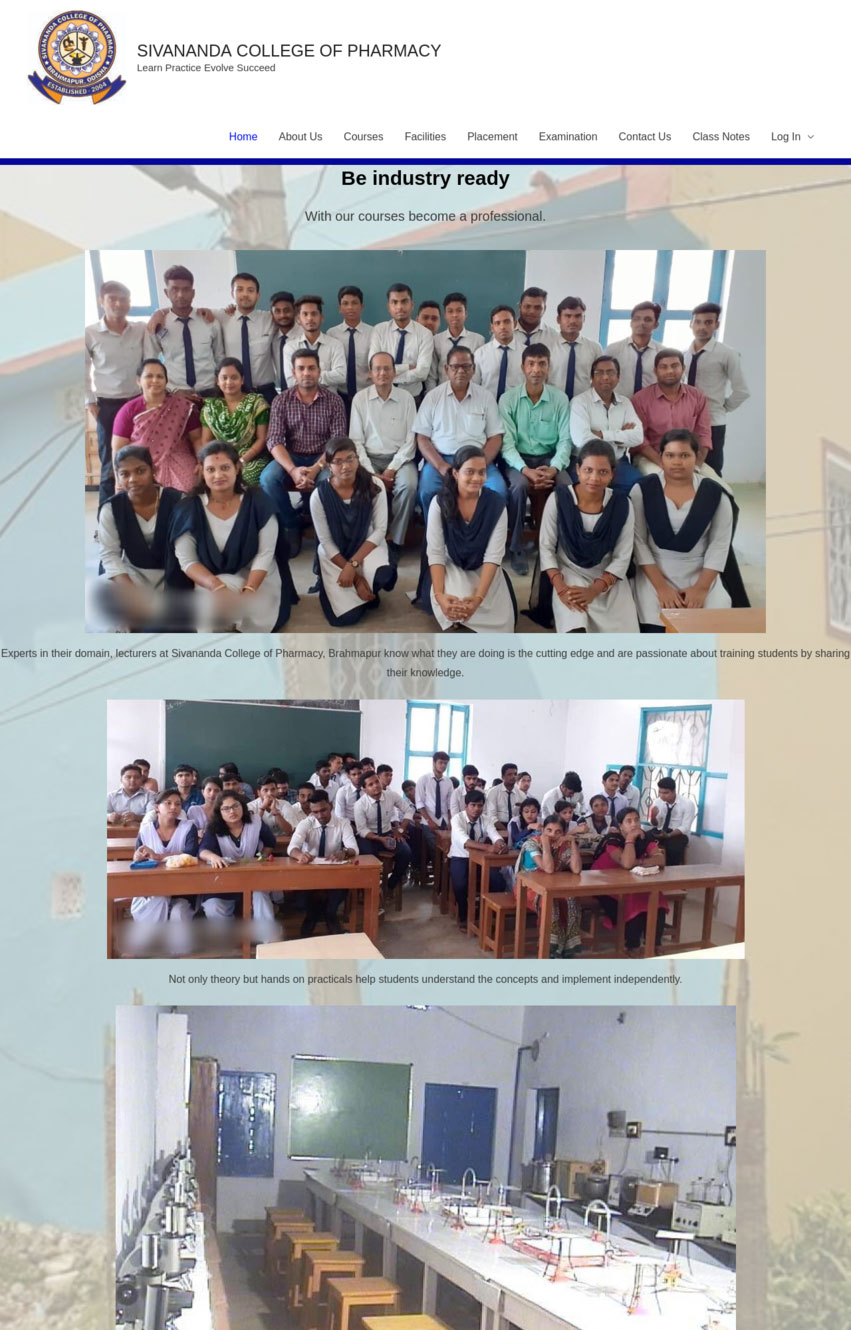 Sivananda College of Pharmacy – Portfolio by Webzin Infotech