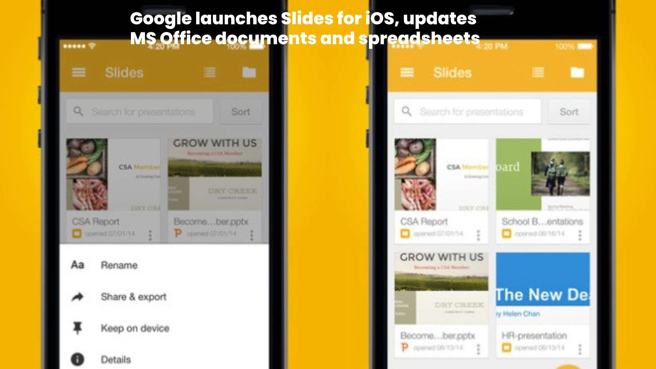 Google launches Slides for iOS, updates MS Office documents